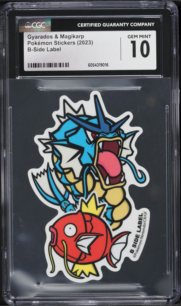 2023 Pokemon Japanese Stickers B-Side Label Gyarados & Magikarp CGC 10