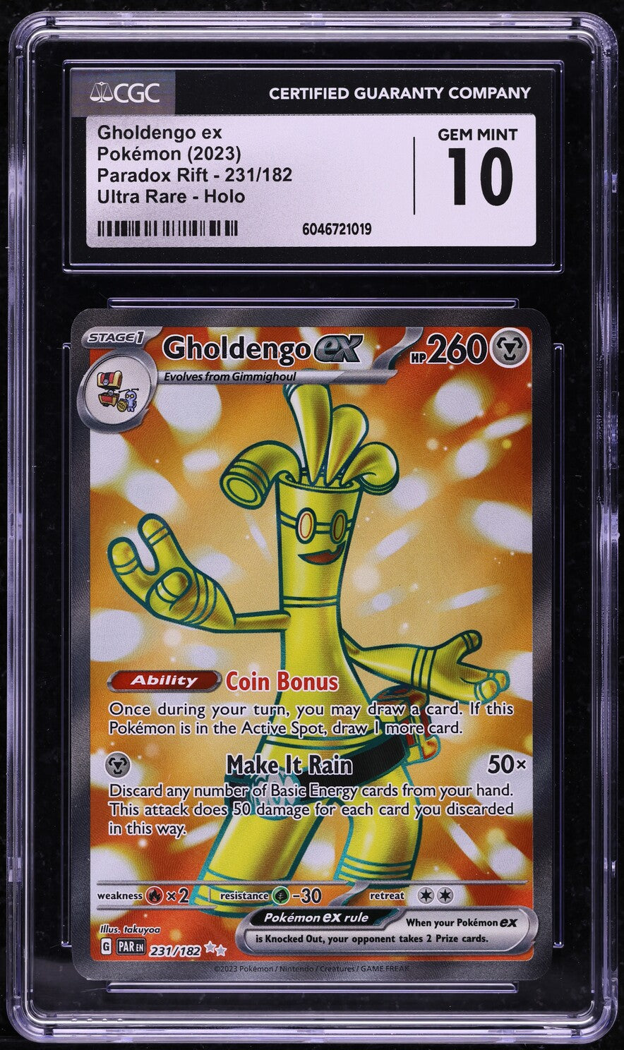 2023 Pokemon SV Paradox Rift Full Art Gholdengo ex #231 CGC 10 GEM MIN