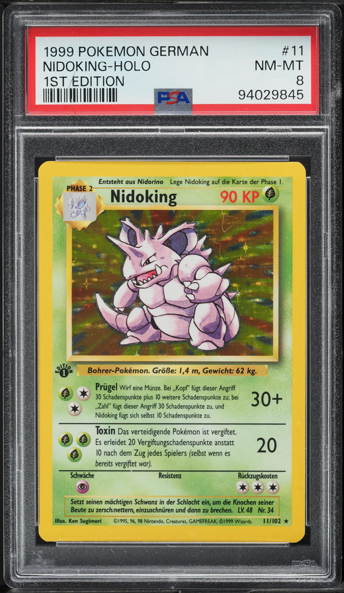 1999 Pokemon German Base Set 1st Edition Holo Nidoking #11 PSA 8 NM-MT